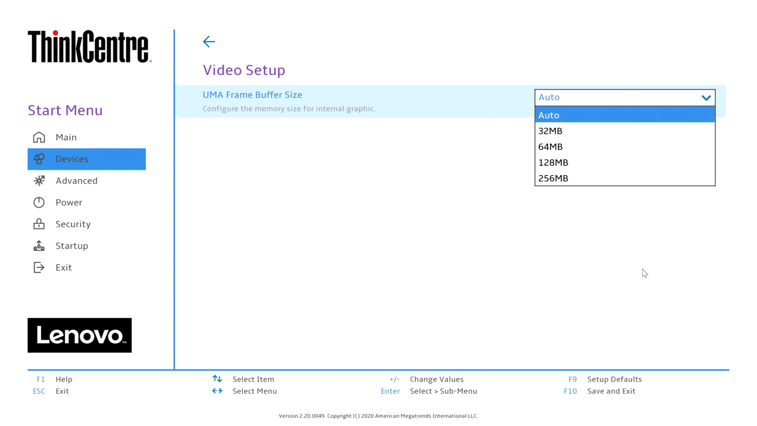 [Lenovo] ThinkCentre M75q-1 TinyのUMA Frame Buffer Sizeについて [BIOS/UEFI ...